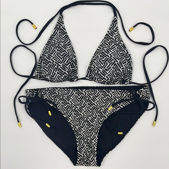 Helen Jon | Swim | Helen Jon Reversible String Bikini Black White ...